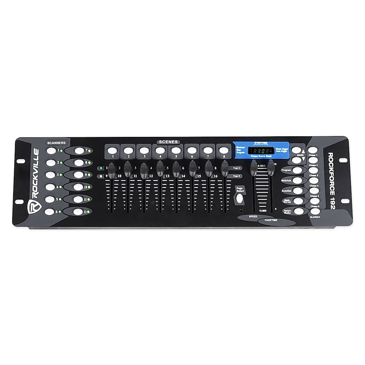 Rockville 192-Channel DMX Controller+Lighting Transmitter+Receiver+8 Par Lights