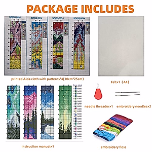 ZuoAnLF Cross Stitch Bookmark Kit 4PCS,DIY Bookmarks Cross Stitch Kits for Beginners,Stamped Embroidery Bookmark,14CT