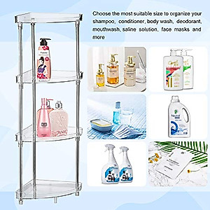 Decdeal 4-Tier Corner Storage Shelf Organizer for Cosmetics, Bathroom Countertop, Vanity Tray, Kitchen Standing Shelf