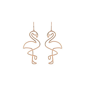 Doubnine Flamingo Hollow Earrings Bird Frame Drop Dangle Rose Gold Earrings Bohemian Jewelry for Women