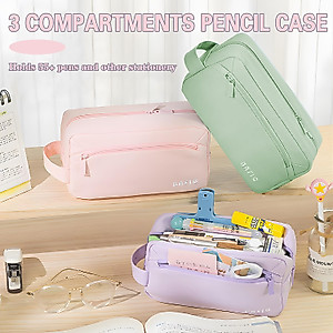 Large Capacity Pencil Case 3 Compartments, Portable Pencil Case with Zipper, Aesthetic Pencil Bag Pouch College Office School, Multifunctional Stationery Organizer for Students Teen Girl Boy Adults