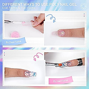 Morovan Poly Gel Nail Kit: Glitter Clear Poly Gel Nail Kit Starter Kit 18 Colors Poly Gel Nail Kit with U V Lamp DIY Poly Gel Kit with U V Light Nail Extension Kit