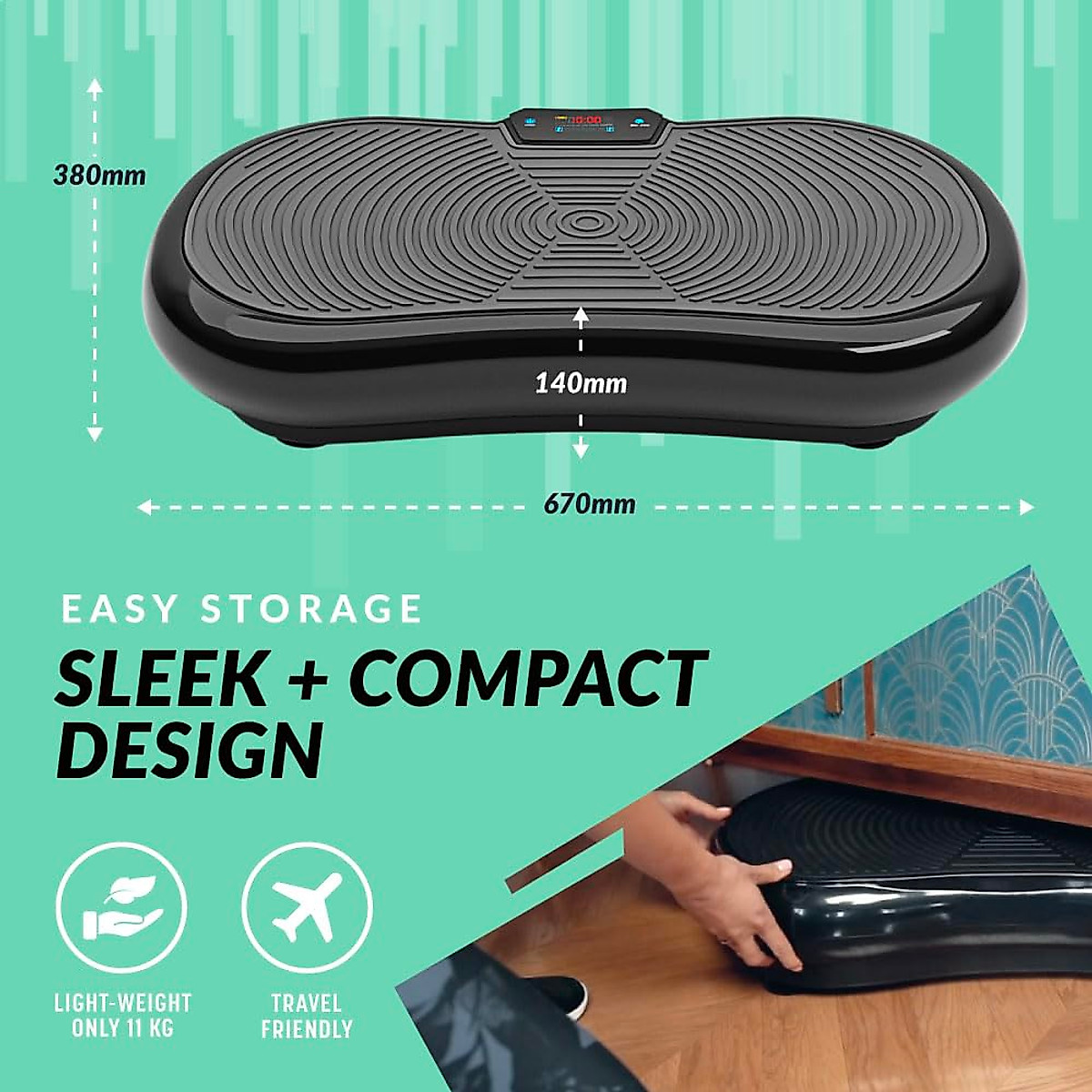 Bluefin Fitness Ultra Slim Power Vibration Plate | Innovational Vibro Shaper | 5 Programs + 180 Levels | Noiseless Home Fitness | Bluetooth Speakers| Easy Storage | Sleek & Compact Design