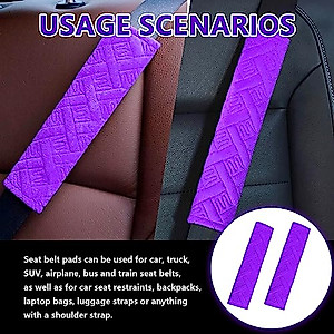 Kewucn 2 PCS Car Seat Belt Pads, Soft Comfort Seat Belt Shoulder Strap Covers Harness Pad to Protect Your Neck and Shoulder, Universal Vehicle Interior Accessories for Most Cars (Purple)