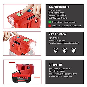 BTRUI for Craftsman 20v Powered Inverter Generator 150W, for Craftsman Battery DC 20v to 110v AC Output, Portable Power Station Source USB Charger Adapter, with LED Light
