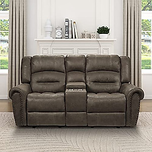 Lexicon Shay Double Glider Manual Reclining Loveseat, Brown