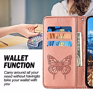 Galafu Case for Sony Xperia 1 III, Magnetic PU Leather Cover with Card Slot and Kickstand, Shockproof Flip Wallet Case with TPU Inner Shell for Sony Xperia 1 III, Rose Gold