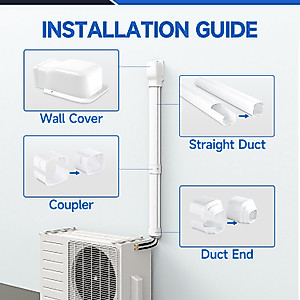 Cestluck 3'' 7.5 Ft Mini Split Line Set Cover, PVC & PP Line Cover Set Universal for Mini Split AC & Central AC