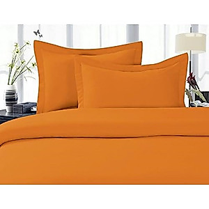 CELINE LINEN Best, Softest, Coziest Duvet Cover Ever! 1500 Premier Hotel Quality Luxury Super Soft Wrinkle Free 3-Piece Duvet Cover Set, Full/Queen, Elite Orange