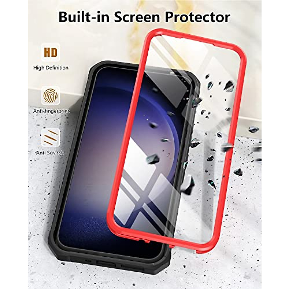 FNTCASE for Samsung Galaxy S23+Plus Case: Dual Layer Protective Textured Cover & Rugged TPU Shell with Kickstand | Military Grade Drop Protection | Heavy Duty Cell Phone Protector(Red)