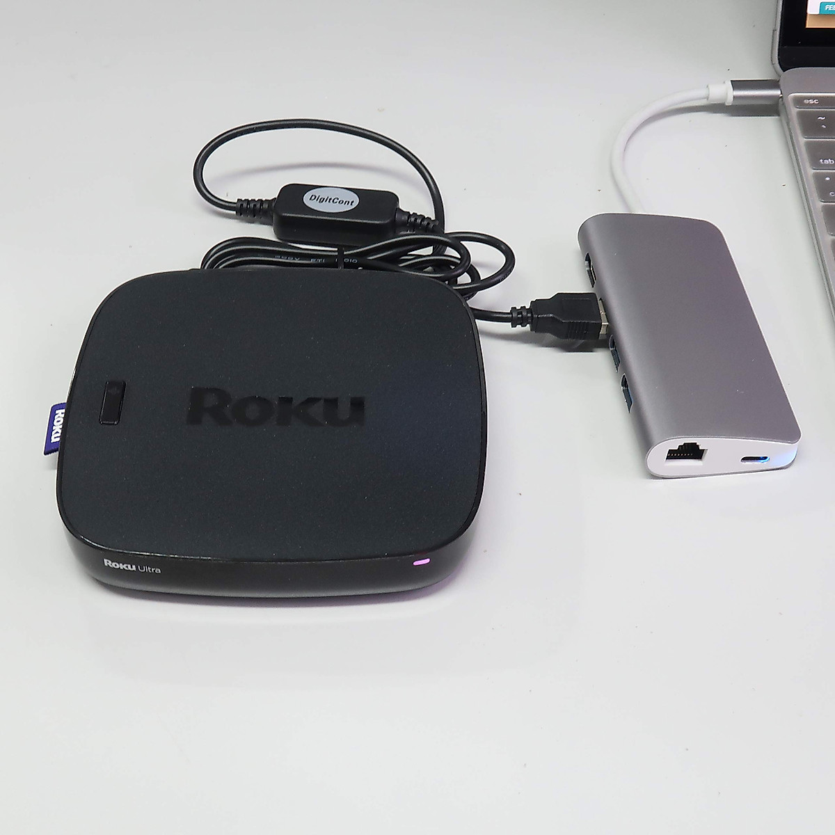 DigitCont DC 2nd Gen 5v to DC 12v Converter Step Up Cable Compatible with Roku Ultra, 4ft Black