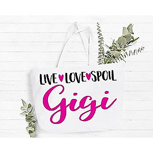 COCOVICI Live Love Spoil Gigi Canvas Tote Bag Grandma Gift Idea Book Bag