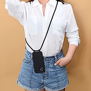 HoldingIT Crossbody Phone Case with Detachable Lanyard Compatible with iPhone 14, 2-in-1 Crossbody iPhone Cover with Drop Protection, Adjustable Rope Black