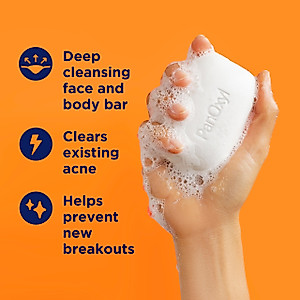 PanOxyl Acne Treatment Bar with 10% Benzoyl Peroxide, Maximum Strength Bar Soap for Face, Chest and Back, Benzoyl Peroxide Soap Body Wash, Vegan, For Acne Prone Skin, 4 oz