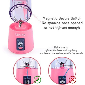 Portable Blenders,Personal Size Blender Smoothies and Shakes, USB Rchargeable Juicer Cup with Six Blades in Handheld Blender Sports,Travel and Home (Pink)