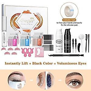 Lomansa Lash Lift and Black Kit, Instant Fuller Eyelash Lift Brow Lamination Kit with Black Colors, Fast Quick Lifting and Voluminous Coloring, Achieve Salon-Quality Results
