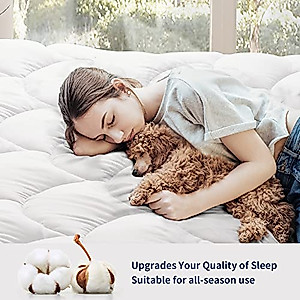 Full Size Mattress Pad,Soft Quilted Fitted Mattress Pad Cover, Plush Soft Pillowtop Mattress Topper with Elastic Overfilled Down Alternative Filling(8-21”Deep Pocket)