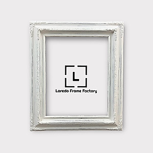 11 x 14 Traditional Compo ornate picture frame, Distressed White, custom frame, hand made (WITH PLEXIGLASS AND BACKING)