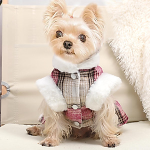 Dog Sweater Christmas Dog Winter Clothes for Small Dogs Boy Girl Dog Dress Warm Fleece Chihuahua Yorkie Teacup Dog Sweaters Dresses Dog Sweater for Small Dogs Girl Cat Sweaters, Rose, XS