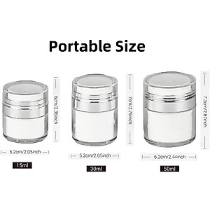Airless Pump Jar,Cream Jar Vacuum Bottle, Empty Refillable Cosmetic Air Pump Jars Bottles, Portable Airless Lotion Sample Container Pot, Leak-Proof DIY Portable Travel Makeup Containers (15ML)