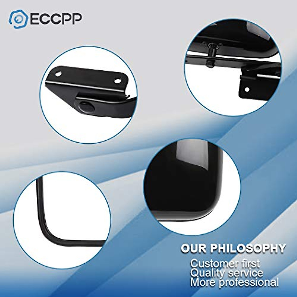 ECCPP Driver Right Door Mirror for Ford F-Series F150 F250 F350 Bronco Tow Mirrors Fit For 1980-1996 Ford F150 F250 F35 F150P/U/BRONCO Towing Mirrors Manual Telescopic Black Texture Housing