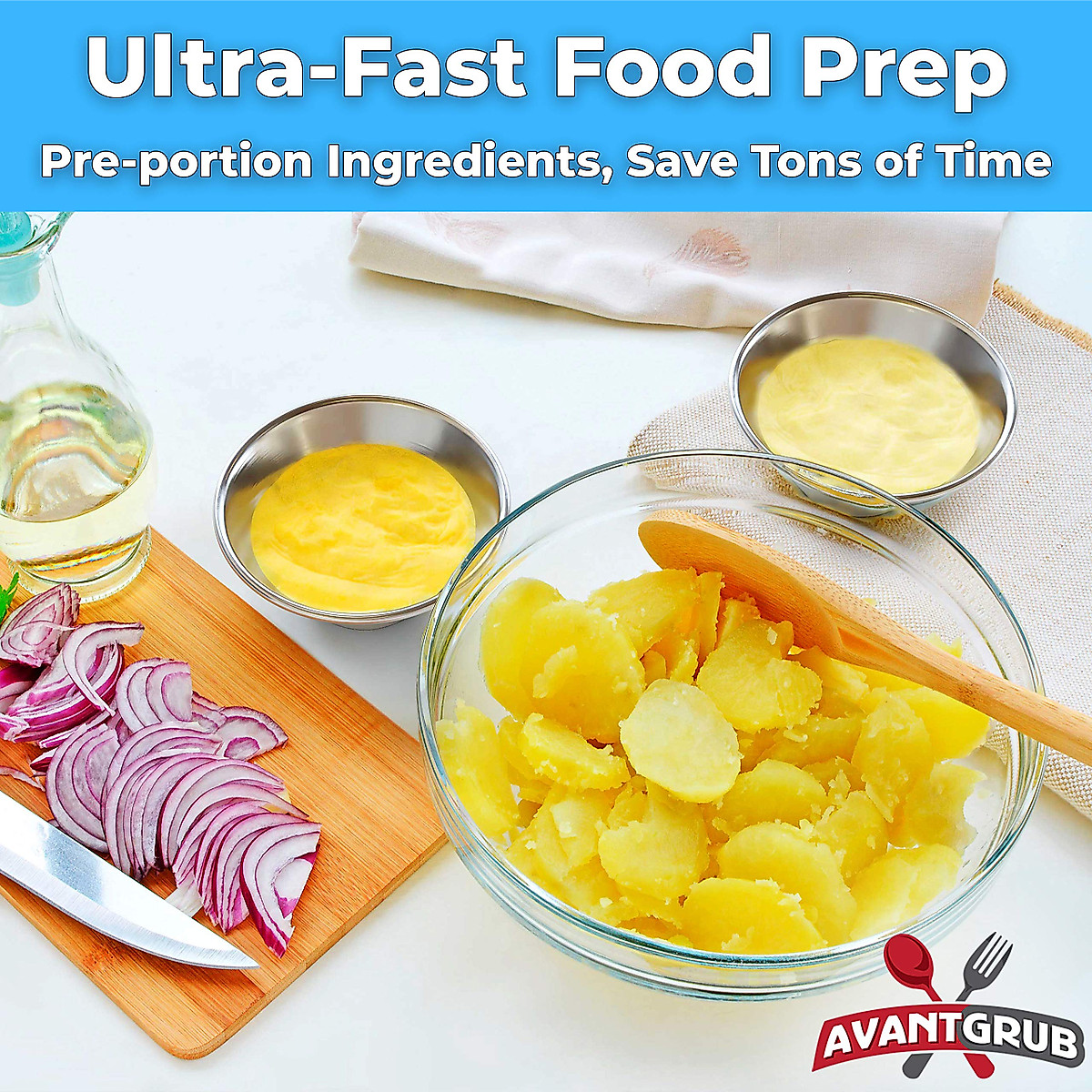 Pro-Grade Stainless Steel 1.5oz Sauce Cups 36 Pk. Reusable Stackable Metal Portion Containers for Sampling, Salad Dressing Sides or Dipping Sauces. Small Ramekin for Restaurant, Catering or Deli.