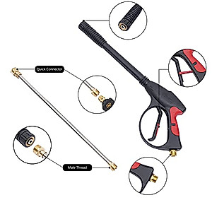 3000 PSI Pressure Washer Gun Power Washer Spray Gun Kit with Universal M22 Connector and 5 Quick Connect nozzles for Generac Briggs Craftsman