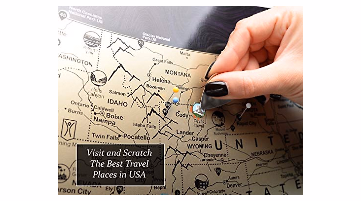 USA Scratch Off Map with National Parks & Sport Venues - Travel Gift