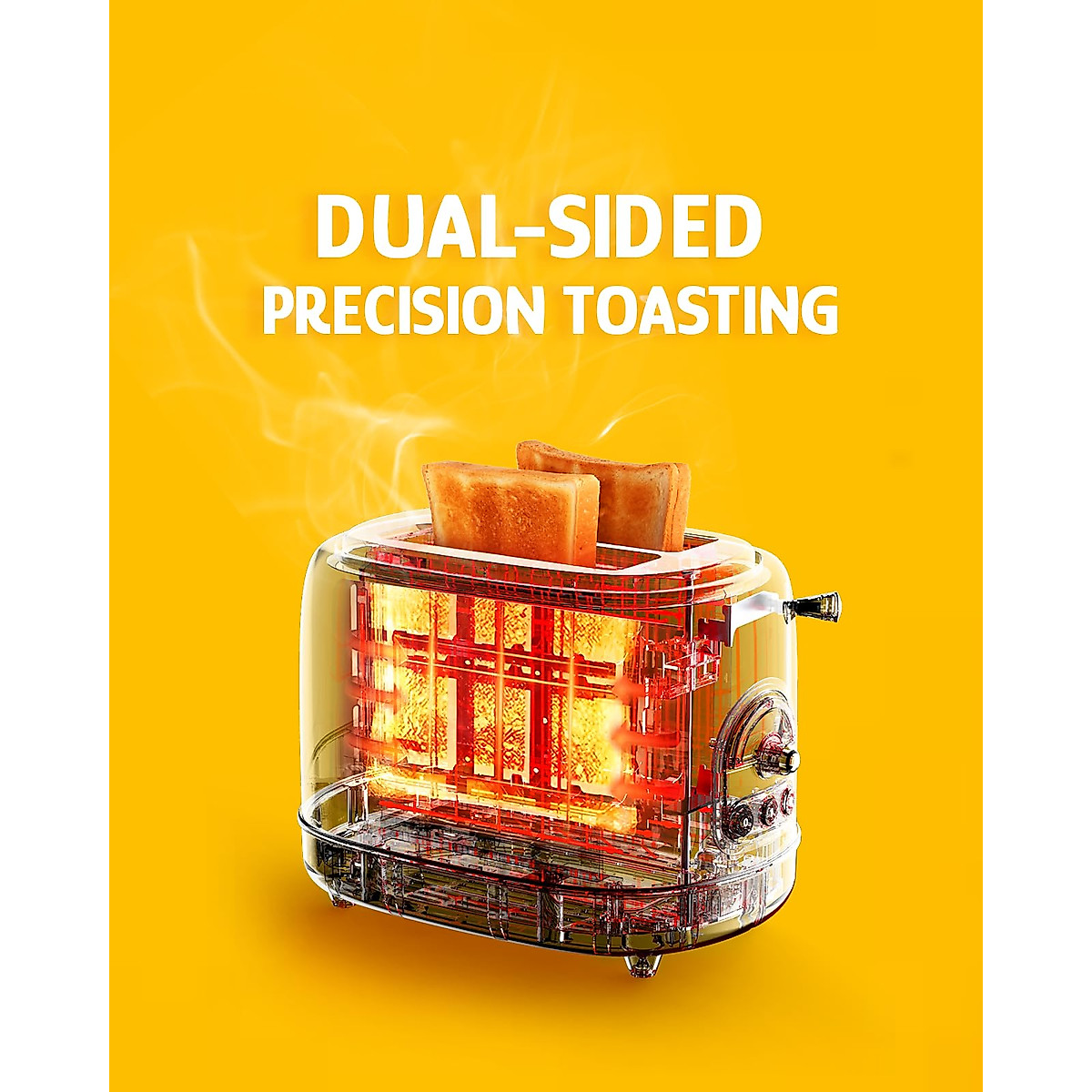 Hazel Quinn X Eduardo Recife Collaboration 2-Slice Retro Toaster, 6 Browning Levels, 3 Functions-Defrost/Reheat/Cancel, Removable Crumb Tray for Easy to Clean, 1.5 Inches Extra Wide Slots