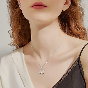 PROESS S925 Sterling Silver Daughter Heart Pendant Necklace from Dad Mom I Love You Forever Jewelry (Father Daughter Necklace)