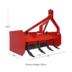 Titan Attachments Box Blade Tractor Attachment 4' Quick Hitch 3 Point Pin Style