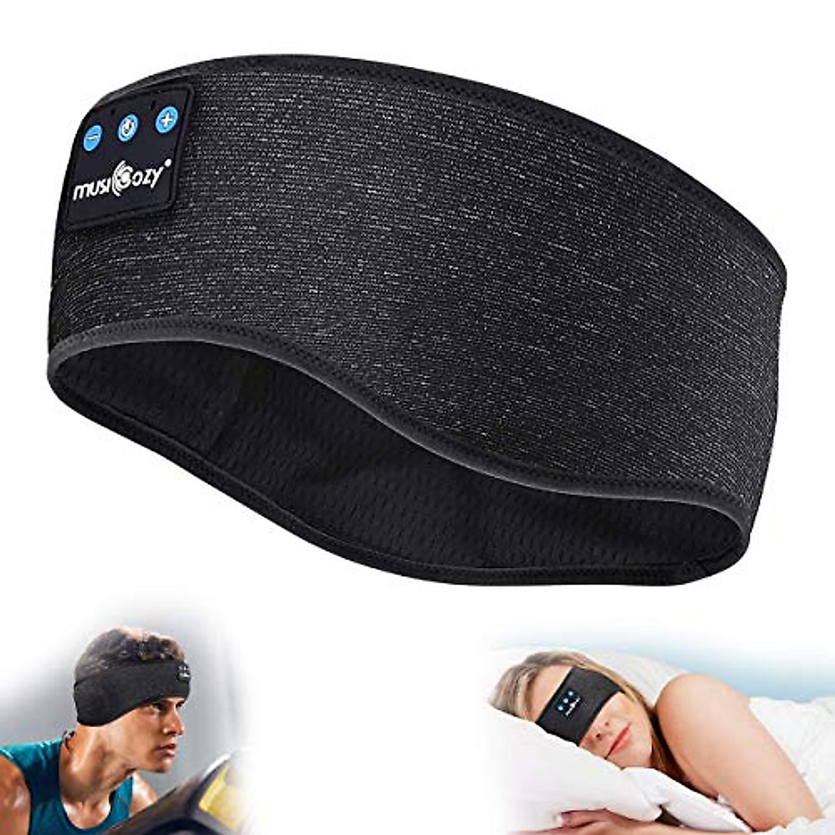 MUSICOZY Sleep Headphones Bluetooth Wireless Sports Headband, Sleeping Eye Mask Earbud for Side Sleepers Cool Tech Unique Holiday Christmas Gifts, Pack of 2