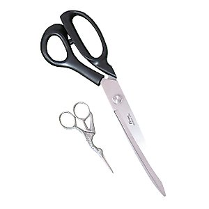 Heavy-Duty Extra Long Large Home/Office Utility Scissors, 12-Inch Upholstery Tailor Shears, 4.5-Inch Crane Embroidery Sewing Crafting Scissors, Stainless Steel All Purpose Sissors 2Pack