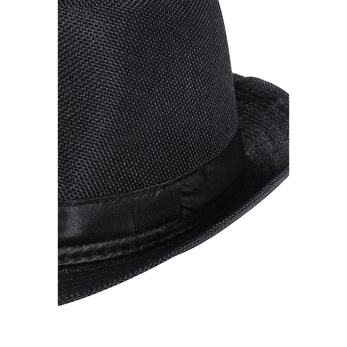 BABEYOND Straw Fedora Hat for Men Panama Trilby Hat Short Brim Summer Sun Hat A-Black