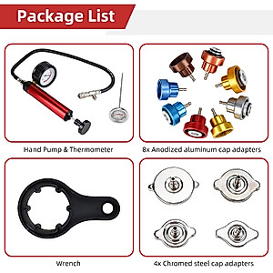 BTSHUB 14 pcs Radiator Pump Pressure Tester Tool Kit Vacuum Pressure Cooling System Tester