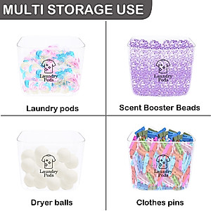 Xbopetda Laundry Pods Container, Large Capacity Clear Laundry Pods Holder, Laundry Pods Storage with Flip Lid, Laundry Detergent Dispenser with Measuring Cup, Laundry Room Organization and Storage