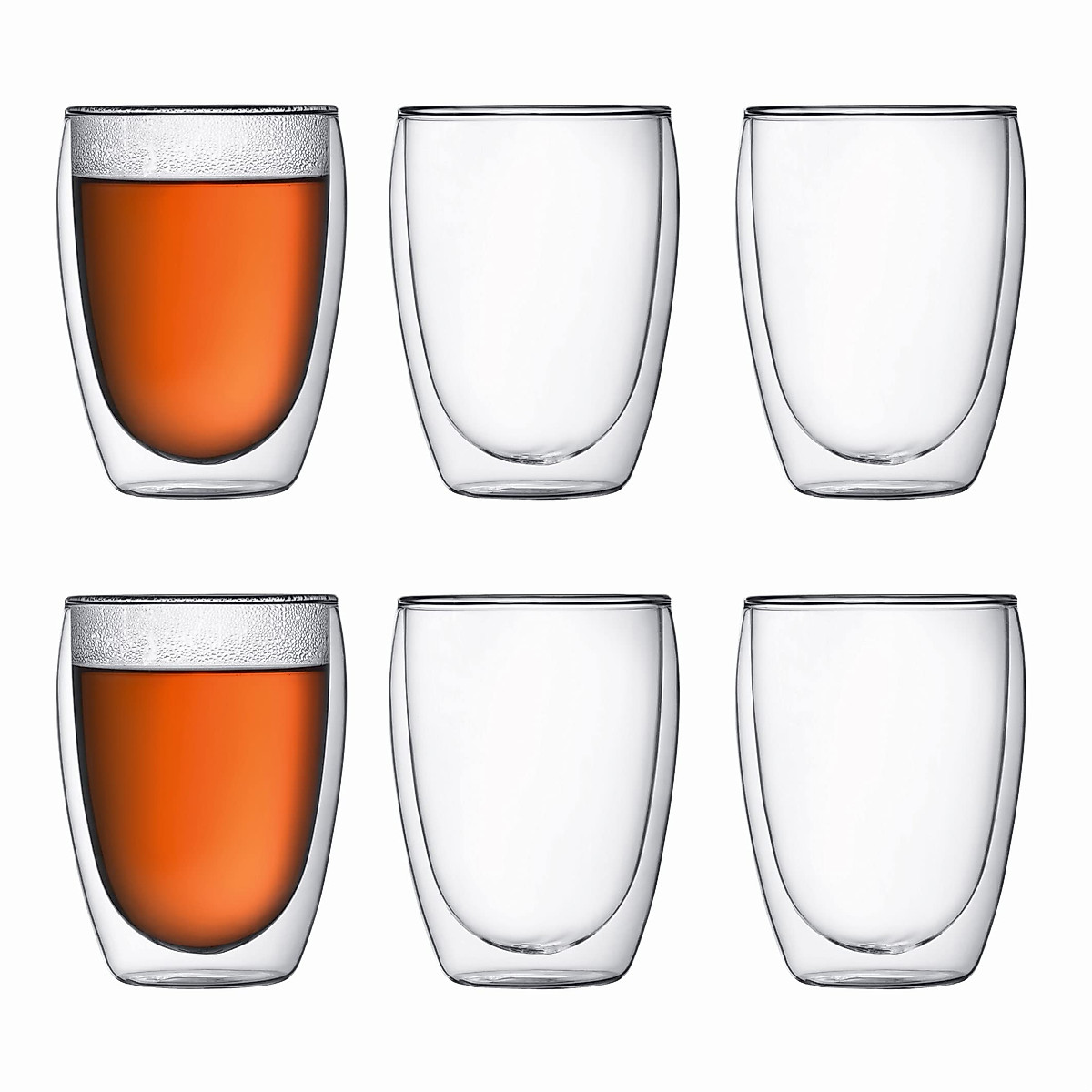 Bodum - 4559-10-12US Bodum Pavina Double Wall Insulated Glasses, 12 Oz. (6-Pack), Clear