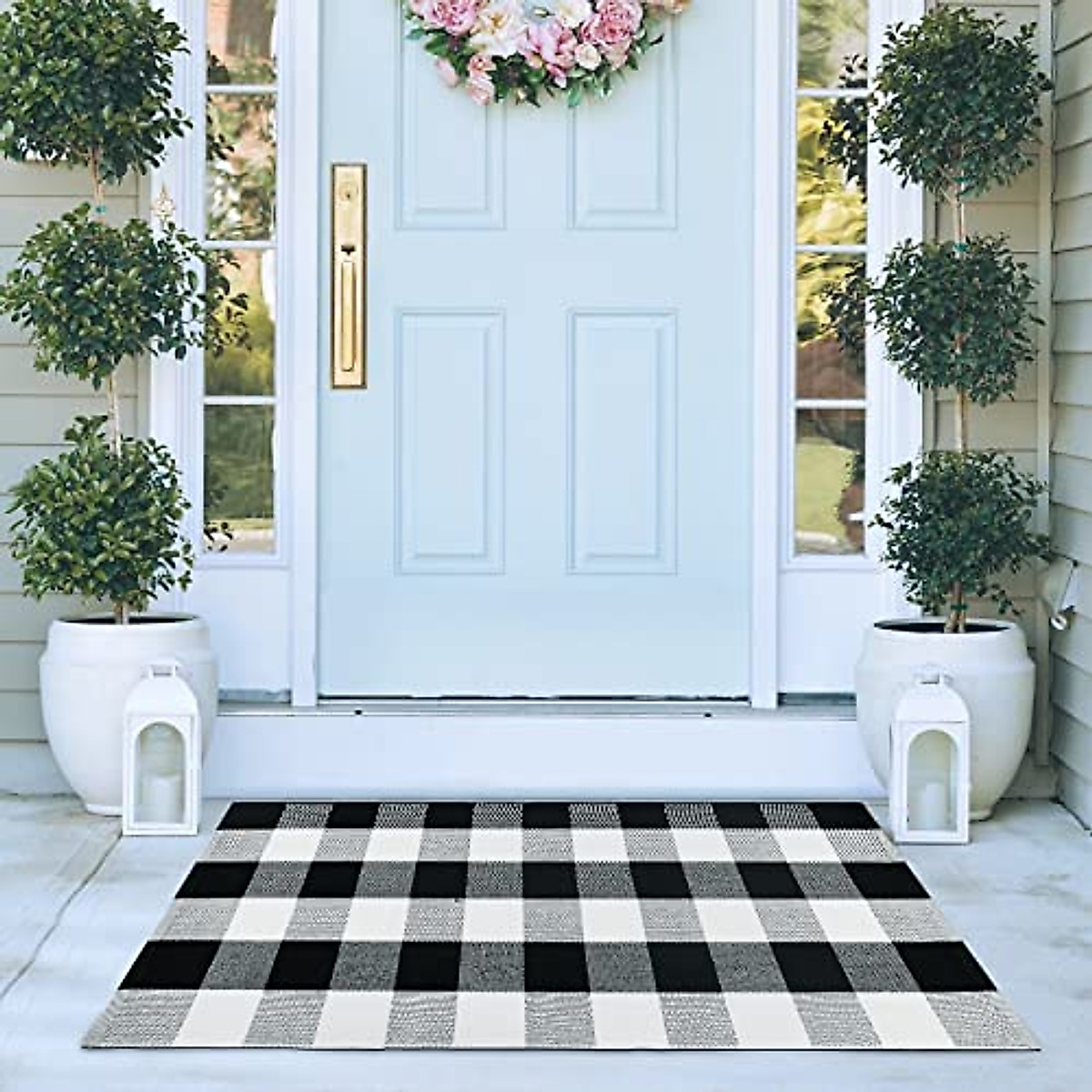 Lamberia Checkered Area Rug Buffalo Plaid Rugs Indoor and Outdoor Black White Checkered Carpet for Kitchen and Hallway (3' x 4'3")