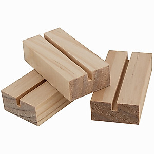 KEILEOHO 30 PCS Table Number Stands Wood, Table Card Holder Stand Wood, Wooden Table Number Holder, Wood Place Card Holder for Wedding Party Decoration, 2.75 x 1.38 x 0.71 Inch