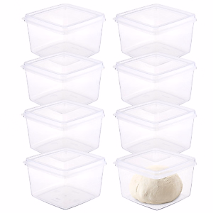 BSTKEY 8 Pack Pizza Dough Proofing Box with Sealing Lid, Stackable Pizza Dough Container Fits 12-16 Inch Pizza, Household Pizza Dough Ball Storage Box(1800ml)