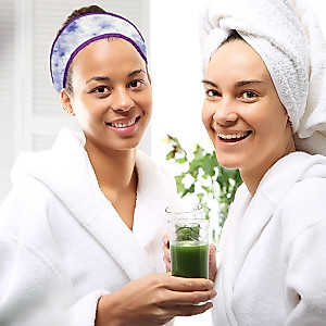 Denfany Spa Facial Headband 4 Pack Ultra Soft Adjustable Terry Cloth Skincare Headband for Face Washing, Shower, Facial Mask, Yoga