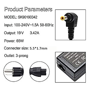 65W Laptop AC Adapter for Acer-Aspire E15 ES1 E1 E5; E1-571 E5-575G E1-510P E1-521 E3-111 E5-511P E5-521 E5-522 E5-551 E5-571 E5-573G ES1-111M ES1-411 ES1-511 ES1-521 ES1-531 E1-572-6870