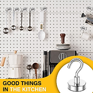 DIYMAG Magnetic Hooks, 25Lbs Strong Heavy Duty Cruise Magnet S-Hooks for Classroom, Fridge, Hanging, Cabins, Grill, Kitchen, Garage, Workplace and Office etc, (6 Pack-Silver),Screw in Hooks