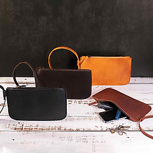 YAYAS PIEL Leather Clutch Wallet Purse - Genuine Leather Wristlet Wallet - Smartphone Purse. HandMade (Shedron)