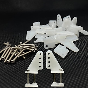 12Sets Nylon Control Horns L11×W11×H20mm 4 Holes Positions for RC Plane Airplane Scale Model DIY Parts Accessories with M2x20mm Screw