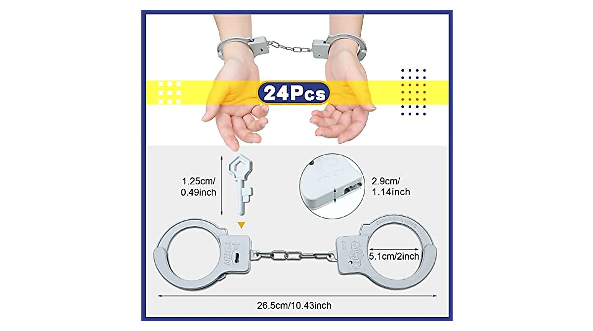 Junkin 24 Sets Plastic Handcuffs Toy for Kids - Party & Costume Accessory