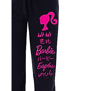 Barbie Womens' All Around The World Languages Title Sleep Pajama Pants (X-Large) Black