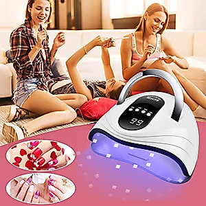 Sunrich UV Gel Nail Lamp 120W LED Nail Light Fast Nail Dryer for Gel Polish Curing with 4 Timers Portable Handle Large Space Automatic Sensor (White)