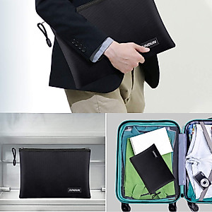 JUNDUN Fireproof Document Bags,14.2”x 10.0”Waterproof and Fireproof Money Bag,Fireproof Safe Storage Pouch with Zipper for A4 Document Holder,File,Cash and Tablet