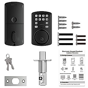Signstek Keyless Entry Door Lock, Deadbolt Smart Lock, Electronic Keypad Deadbolt for Front Door, Office, Apartment, Easy-Installation, Auto Lock- Matte Black